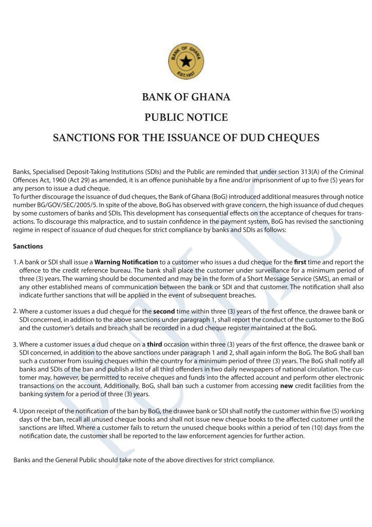 Sanctions Dud Cheques - First Atlantic Bank